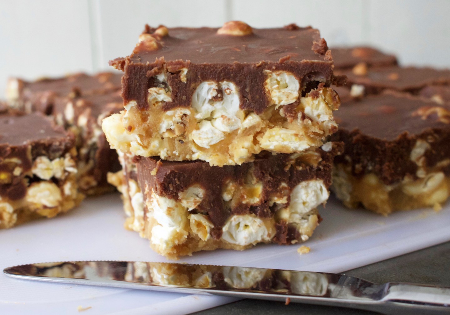 Chocolate fudge popcorn bars