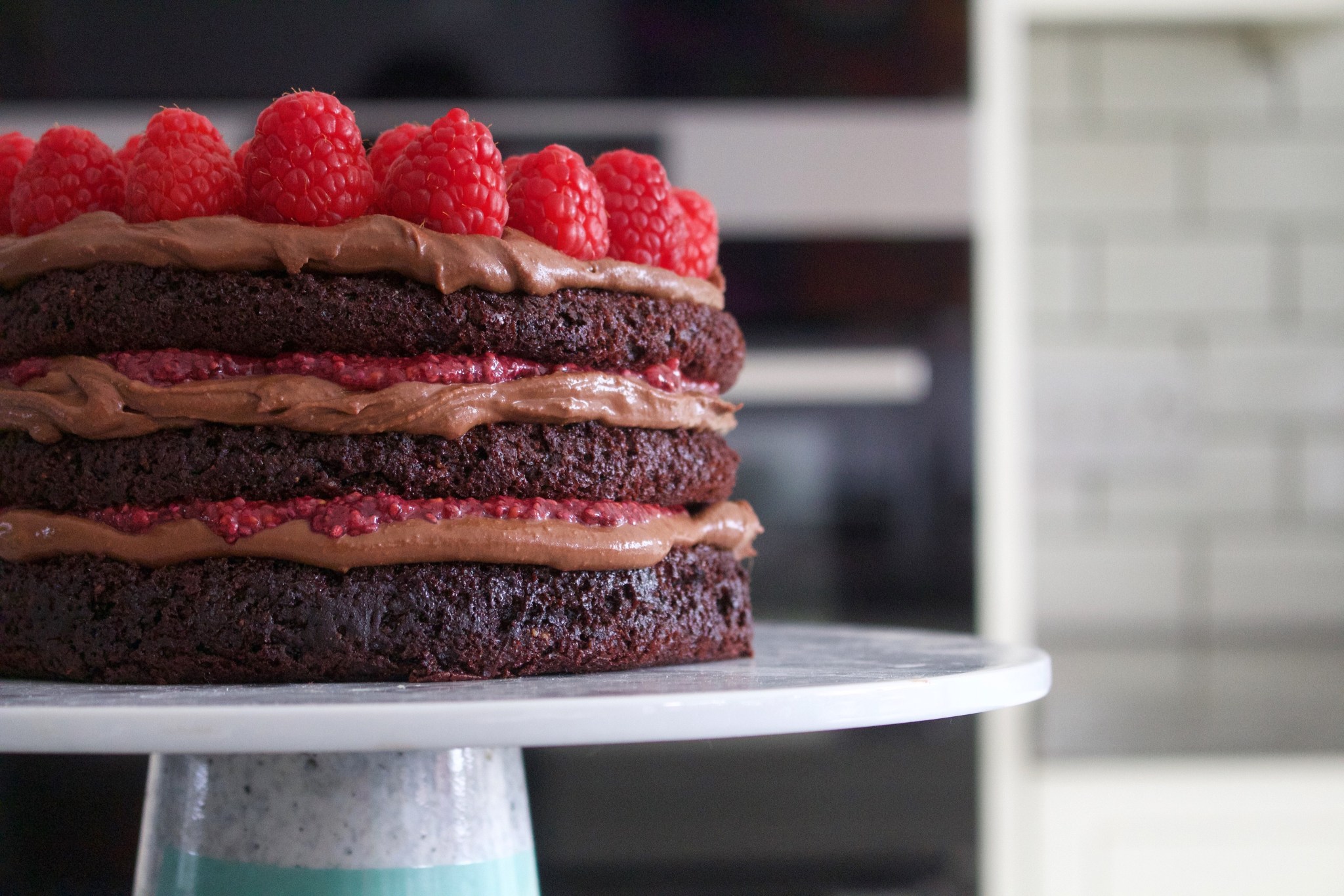 Raspberry chocolate fudge cake with two ingredient ganache and super ...